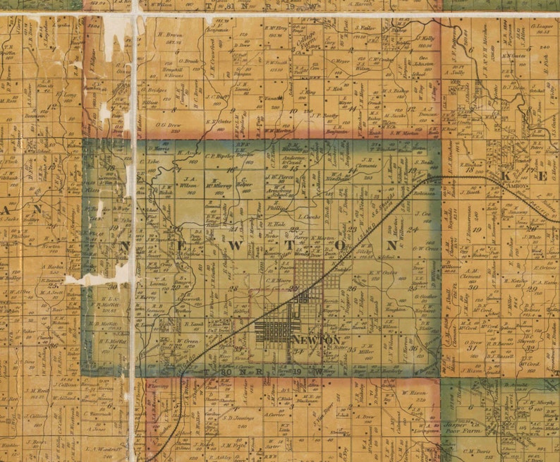 Jasper County Iowa 1871 Old Wall Map With Landowner Names Farm - Etsy