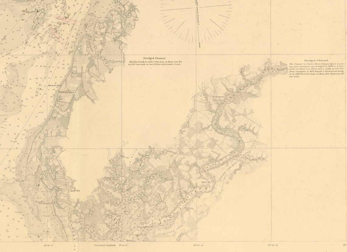 Head of the Bay to Magothy River 1877 Nautical Map 6 | Etsy