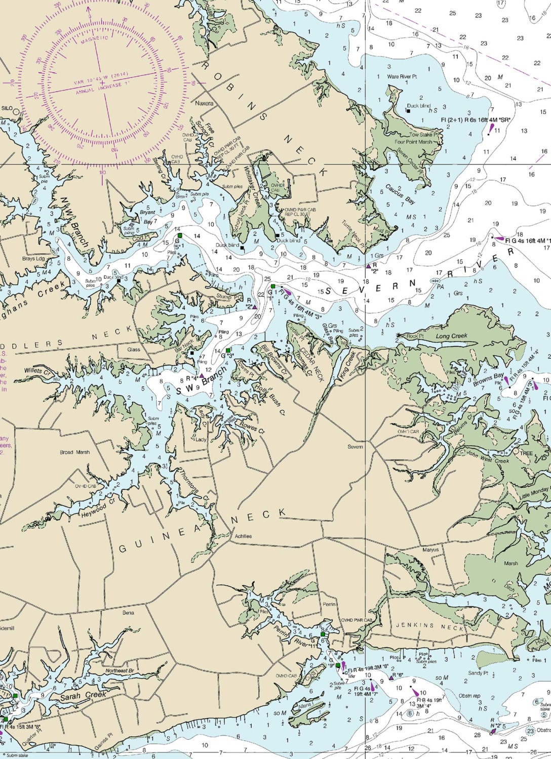 York River Entrance and Mobjack Bay 2014 Nautical Map - Etsy
