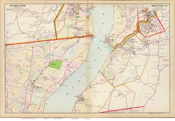 Newburgh Wappingers Falls 1891 Map Reprint Hudson Valley New | Etsy