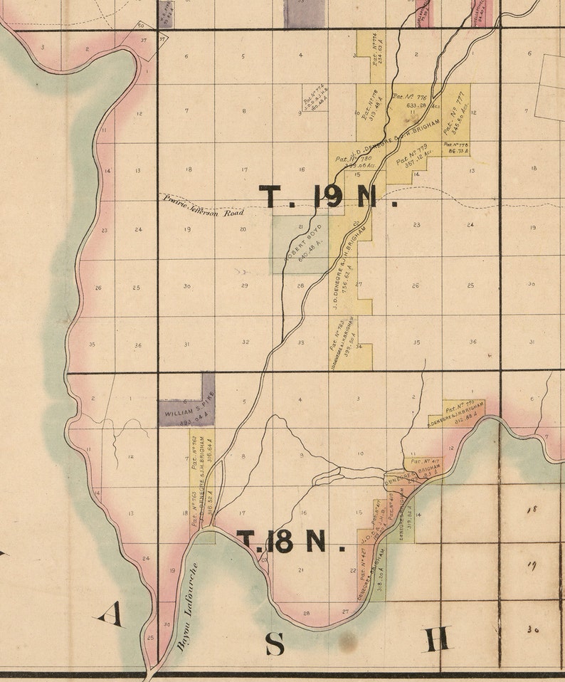 Morehouse Parish Louisiana 1860 - Old County Wall Map With Farm Lines ...
