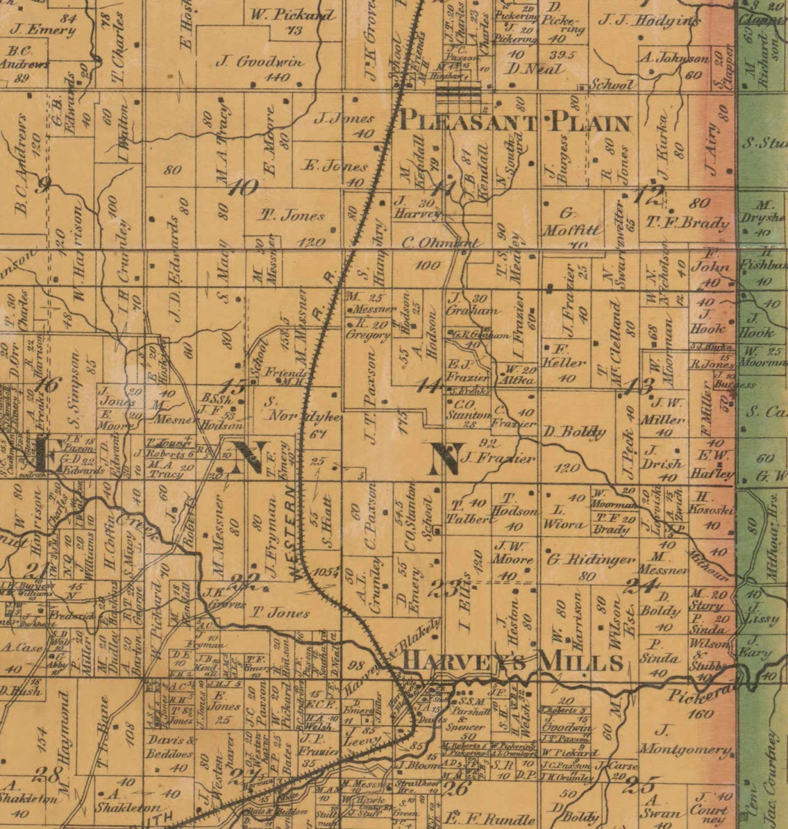 Jefferson County Iowa 1871 Old Wall Map With Landowner Names - Etsy