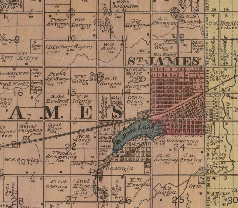 Watonwan County Minnesota 1898 Old Wall Map Reprint With - Etsy