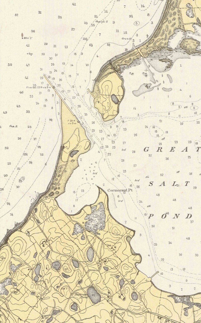 Block Island on CANVAS - 1914 Nautical Map by the USCGS - Rhode Island ...