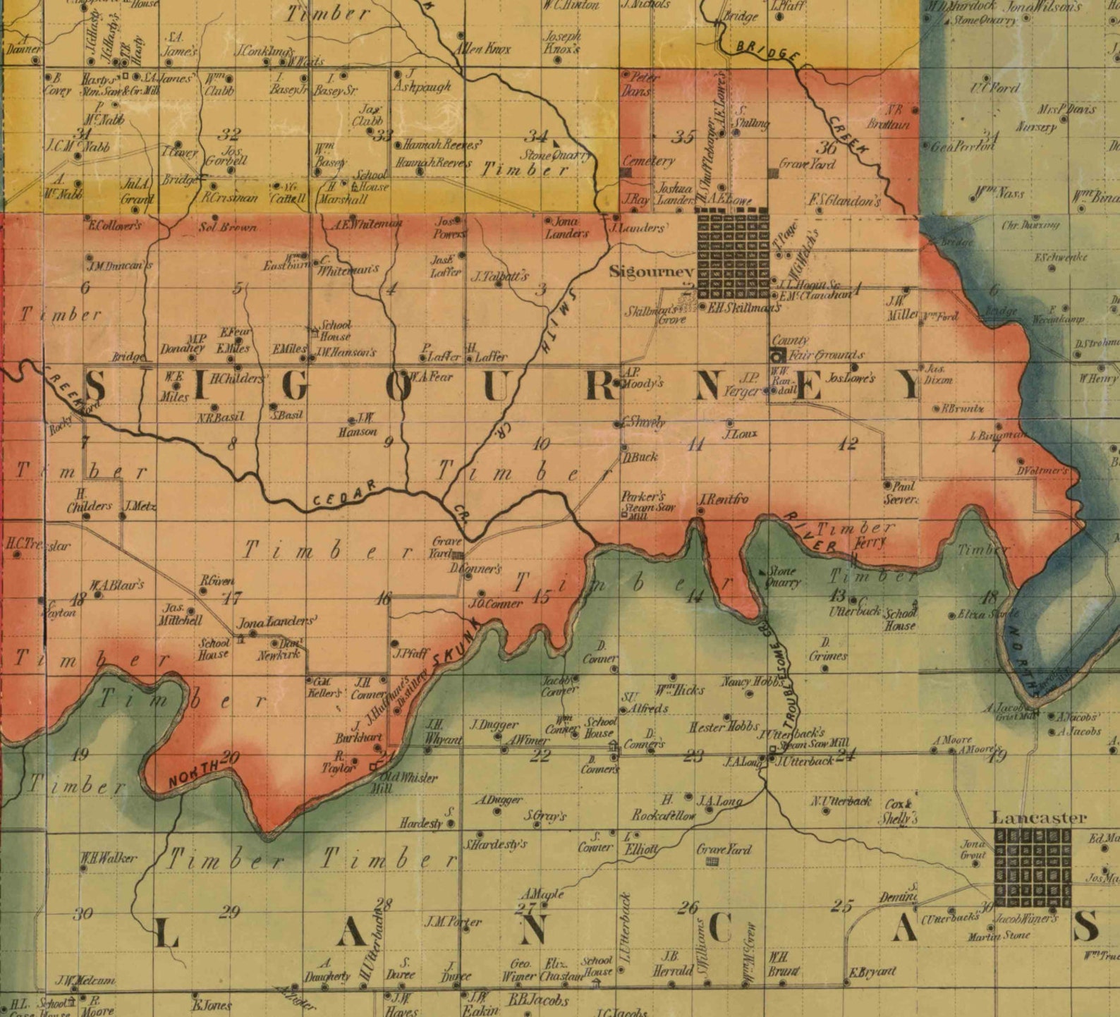 Keokuk County Iowa 1861 Old Wall Map With Landowner Names Farm | Etsy