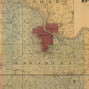 Douglas County Kansas 1887 - Old Wall Map - Reprint - Landowner Names ...
