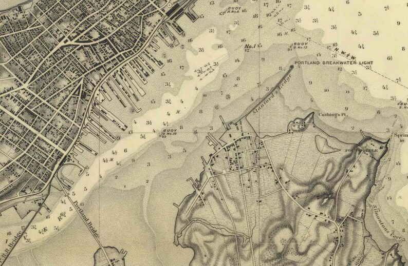 Portland Harbor, Maine - 1862 Nautical Map Harbors 1 325 - 13292 ...