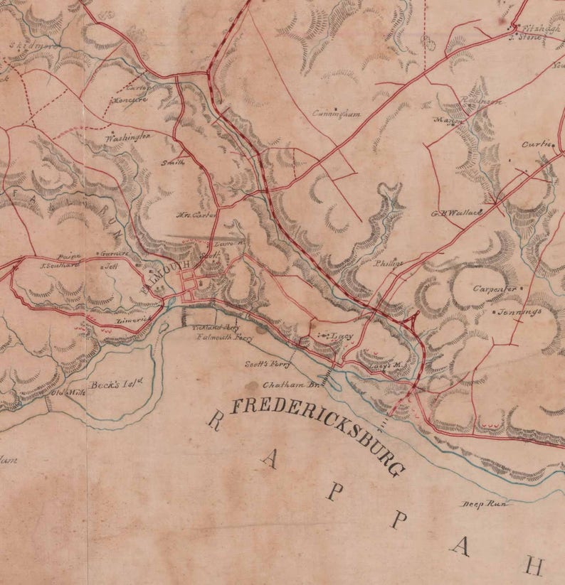 Stafford County Virginia 1863 Old Wall Map With Homeowner | Etsy