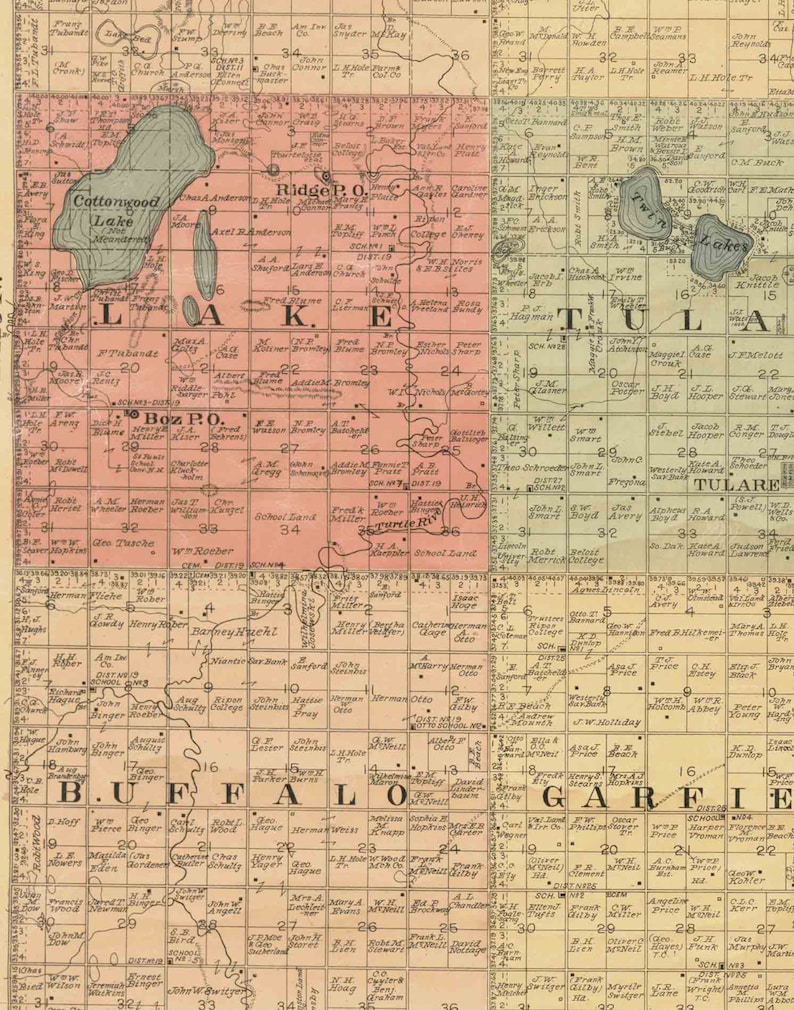 Spink County South Dakota 1899 Old Wall Map With Landowner - Etsy