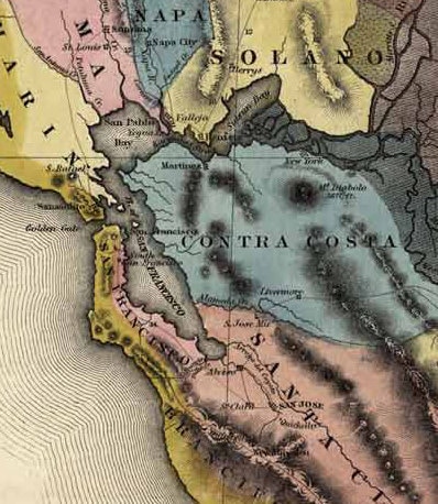 California 1851 Map Gold Region Gibbes Reprint State | Etsy