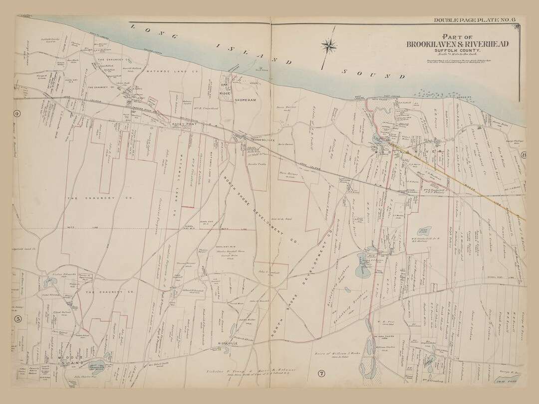 Riverhead (part Of) 1902-1909 - Brookhaven - Old Town Map Reprint ...