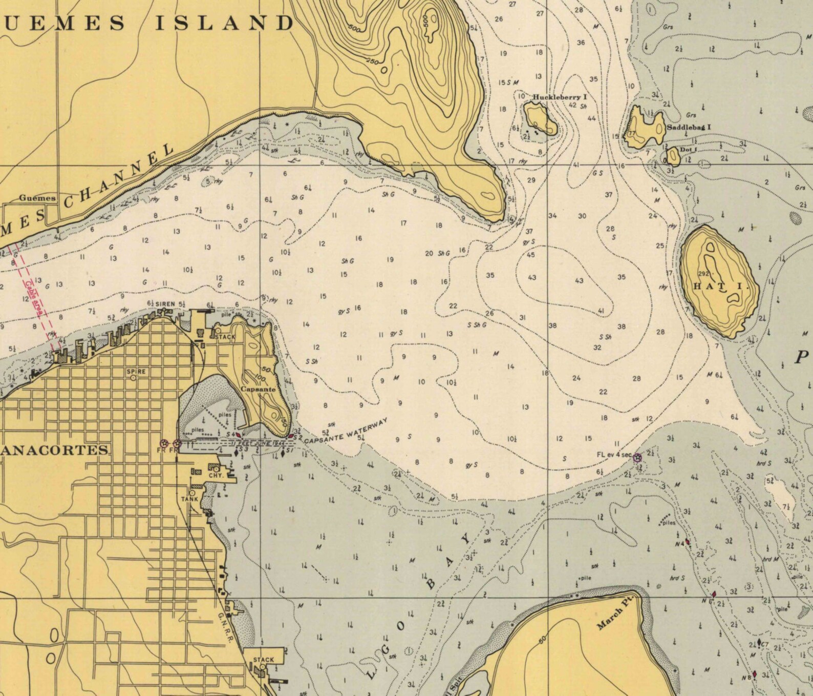 Anacortes Skagit Bay 1947 Nautical Map Washington Reprint - Etsy