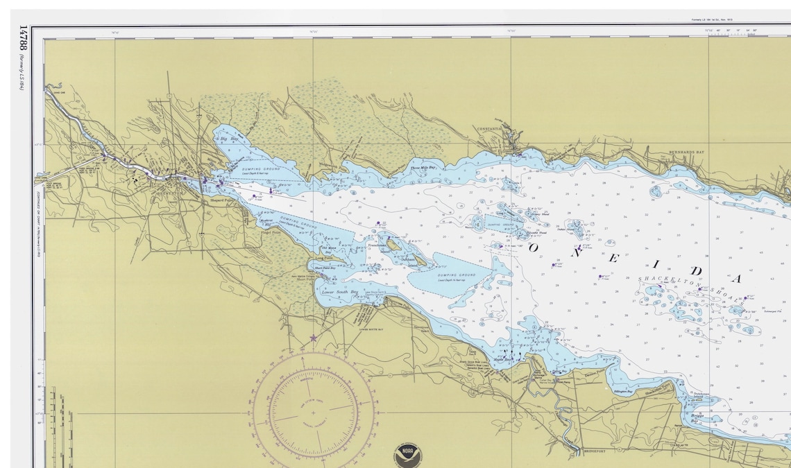 Oneida Lake 1977 Nautical Map Reprint 40000 Great Lakes NY 3 - Etsy
