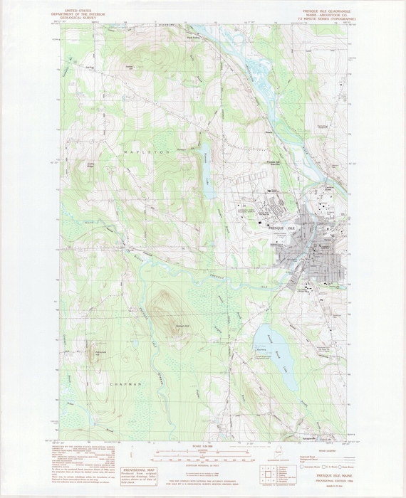Presque Isle Maine 1984 Original USGS Topographic Map | Etsy