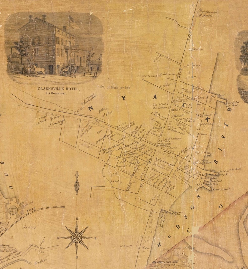 Rockland County New York 1854 - Old Wall Map Reprint With Homeowner ...