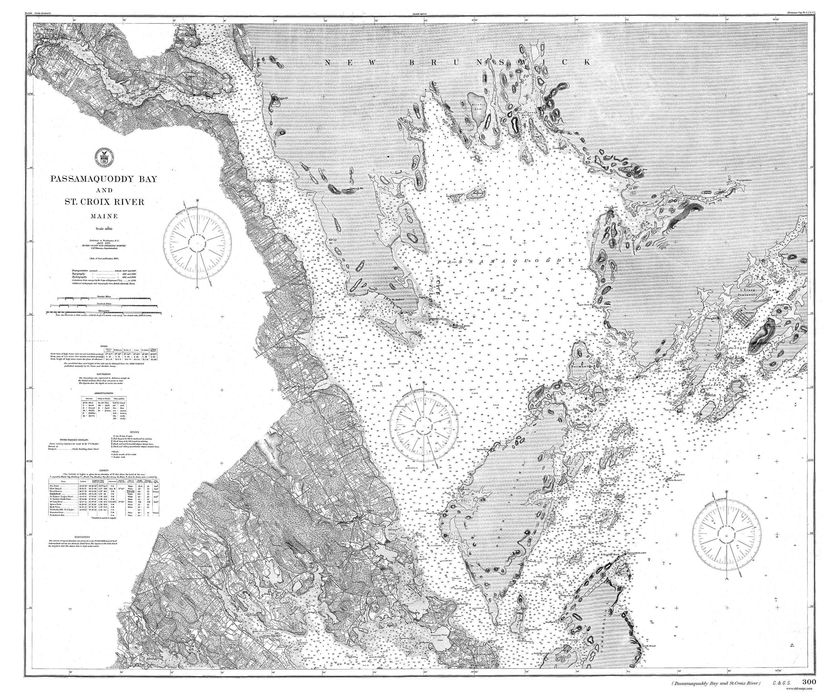 Passamaquoddy Bay and the St Croix River Maine Canada-1905 Nautical Map ...