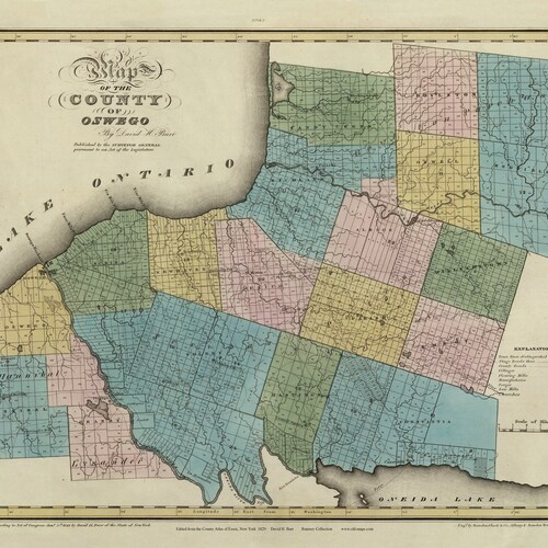 Oswego County New York 1889 Old Wall Map Reprint With - Etsy