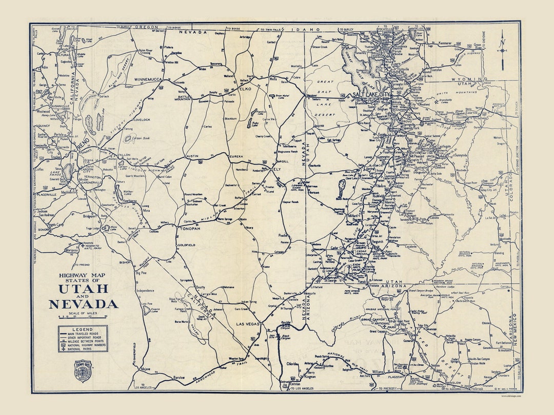 Utah 1938 - Old State Map Reprint - Etsy