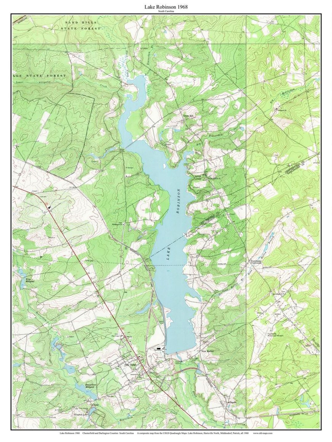 Lake Robinson 1968 Old Topographic Map USGS Custom Composite Reprint ...