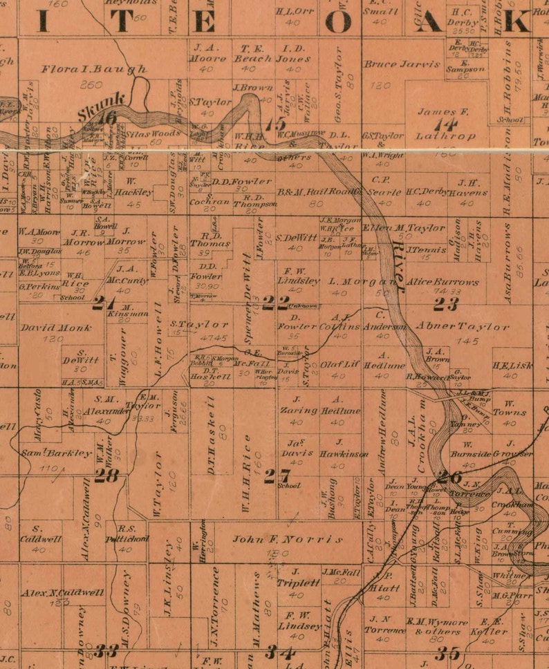 Mahaska County Iowa 1884 Old Wall Map With Landowner Names - Etsy