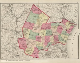 ROCKINGHAM County, New Hampshire 1892 Map, Replica or GENUINE ORIGINAL ...