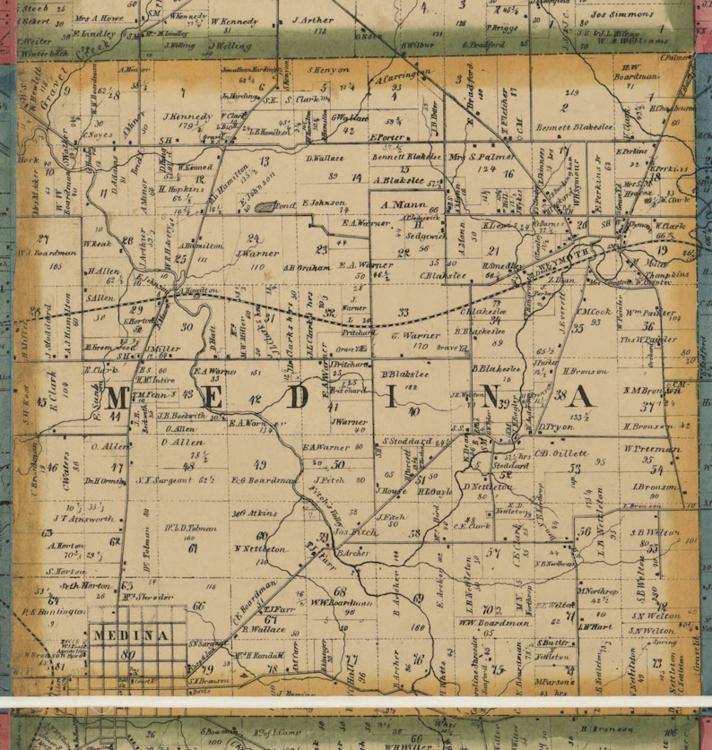 Medina County Ohio 1857 Old Wall Map Reprint With Homeowner - Etsy