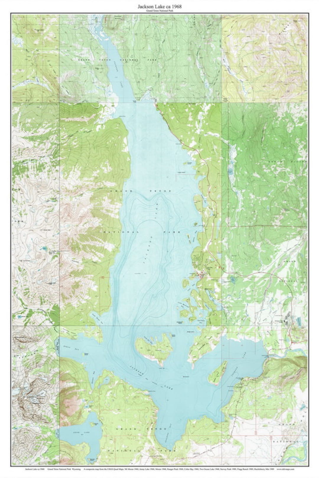 Jackson Lake Ca 1968 - Grand Teton National Park - Custom USGS 7x7 ...