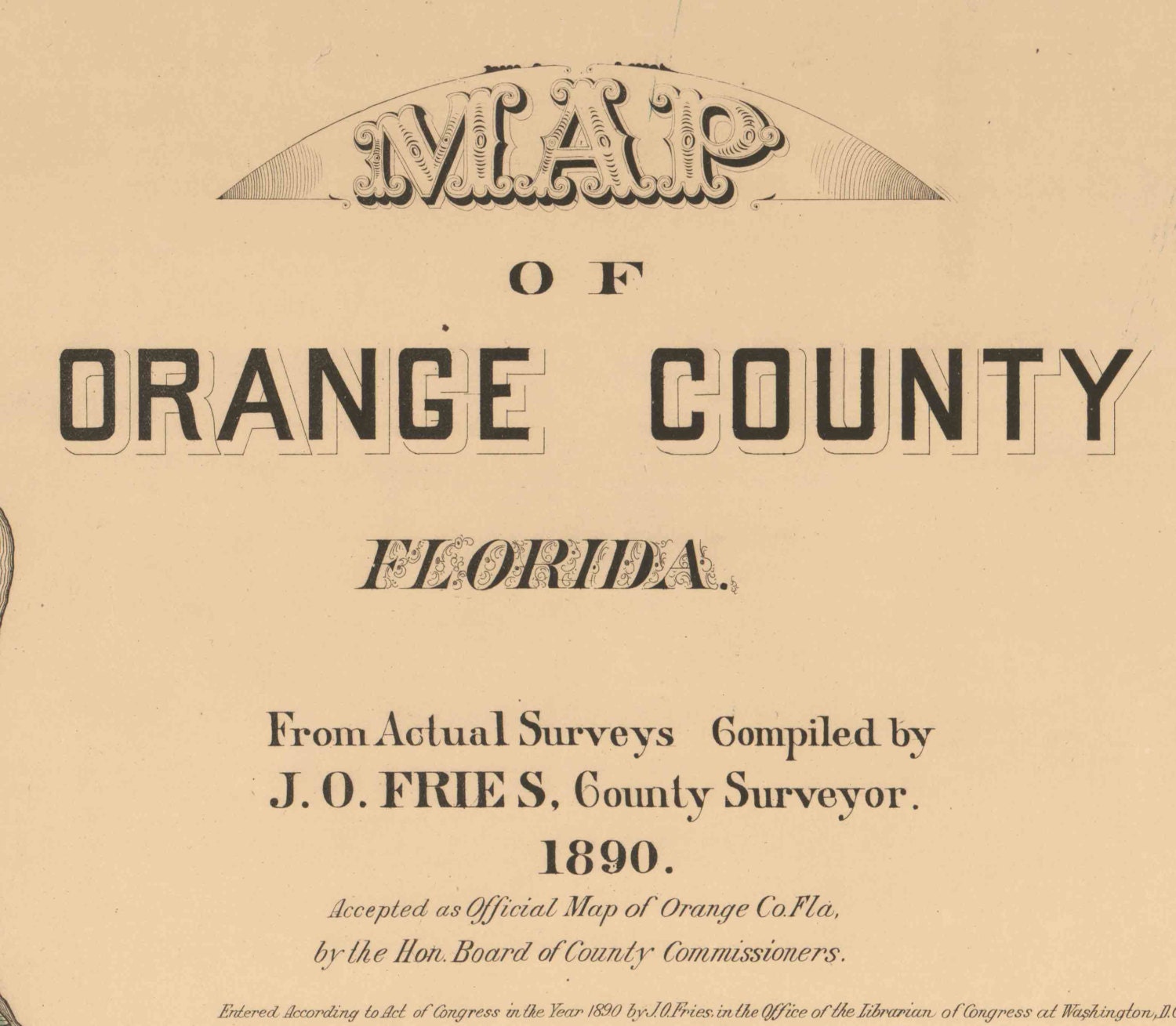 Orange County Florida 1890 Old Wall Map Reprint with | Etsy