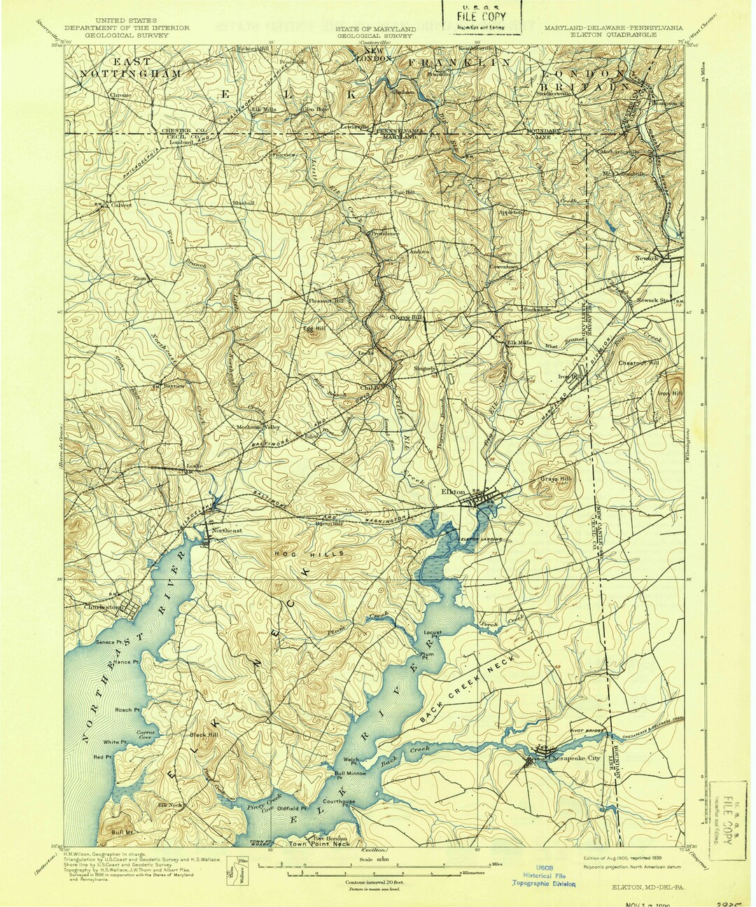 Elkton 1900 (1939) Old Topo Map - Quad Reprint - 15x15 USGS Topographic ...