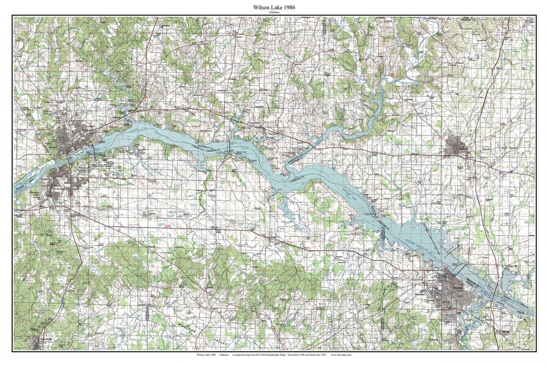 Wilson Lake 1986 Alabama Old Topographic Map USGS Athens Decatur ...