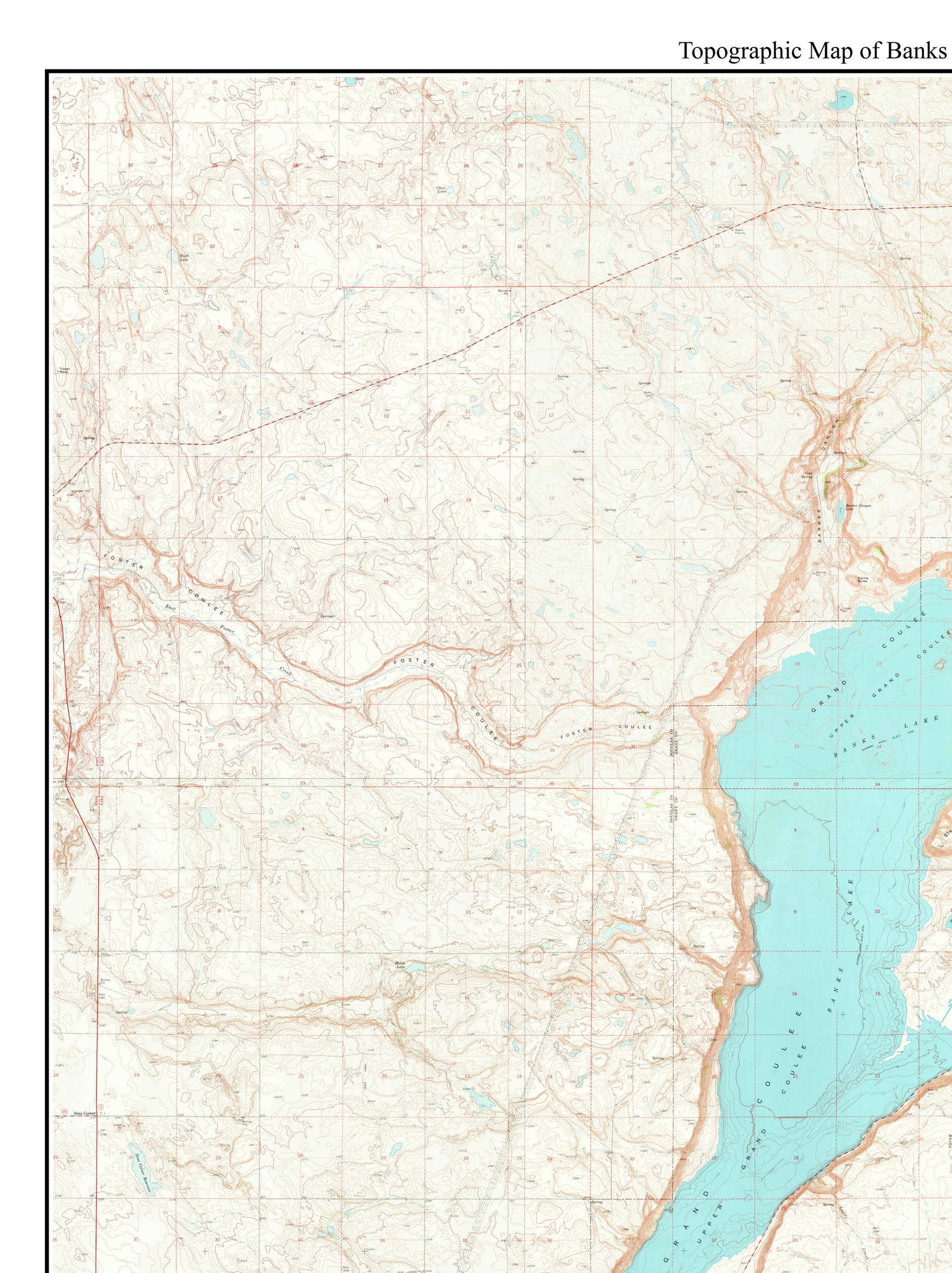 Banks Lake and Grand Coulee Dam - Ca. 1968 - USGS Old Topographic Map ...