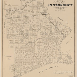 Jefferson County Texas 1879 Old Wall Map Reprint With | Etsy