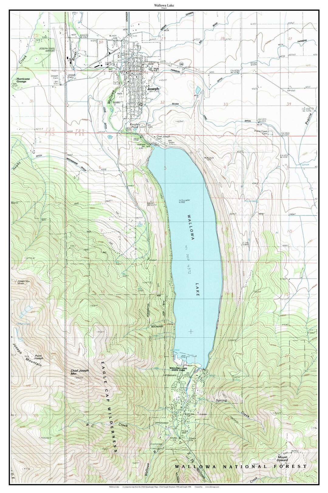 Wallowa Lake 1990 Old Topographic Map USGS Custom Composite Reprint ...