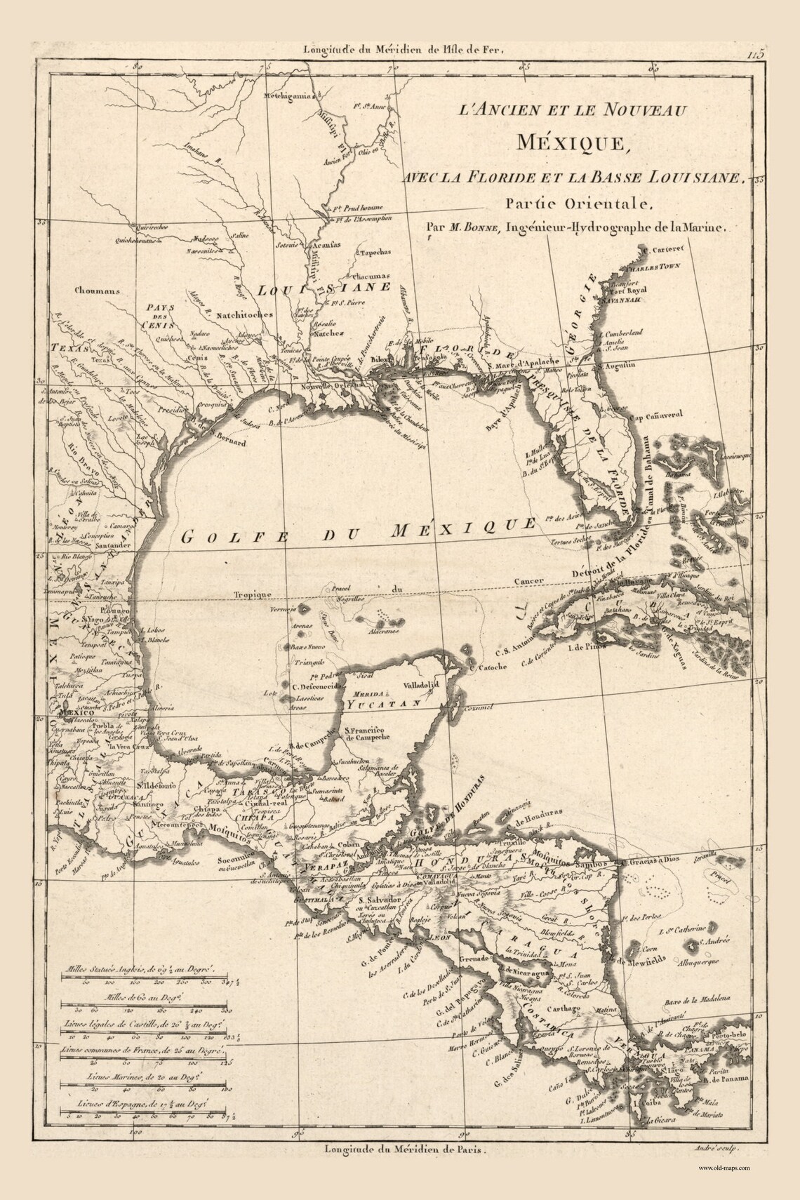 Gulf of Mexico 1788 Old Map Reprint Florida Cuba Yucatan - Etsy