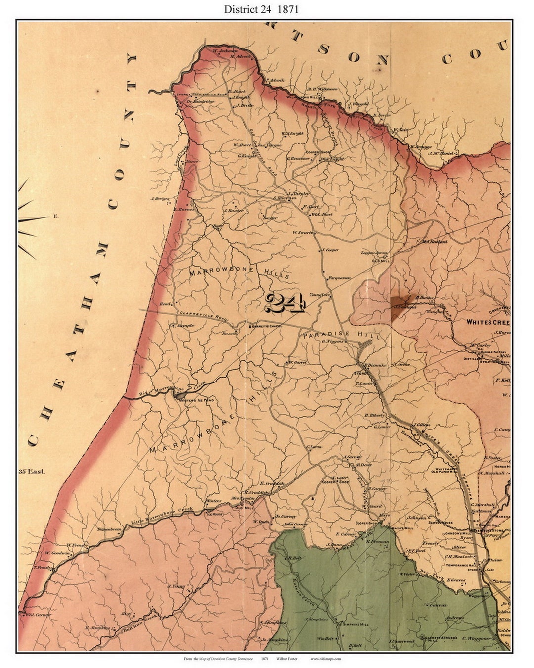 District 24 1871 Old Town Map With Homeowner Names Tennessee - Etsy