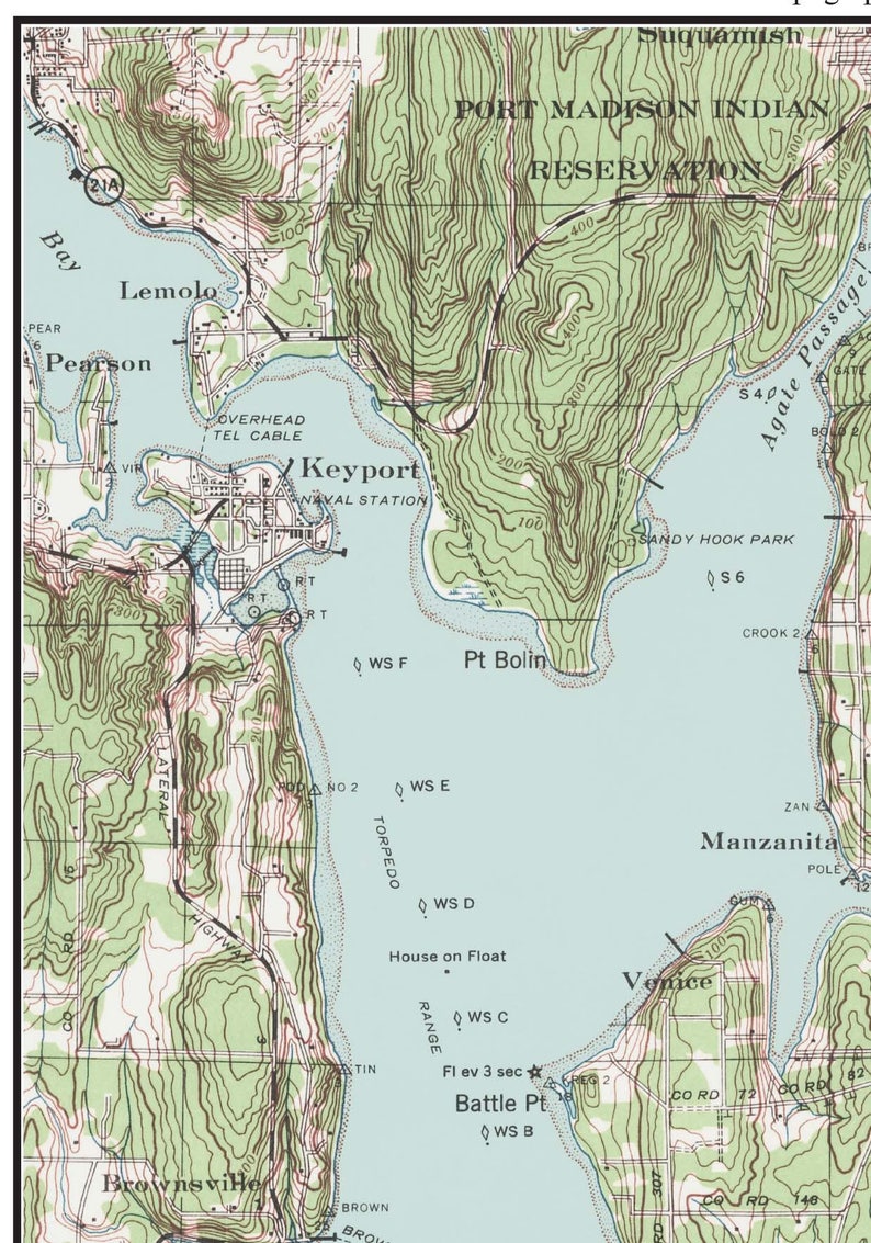 Bainbridge Island ca. 1937 USGS Old Topographic Map | Etsy