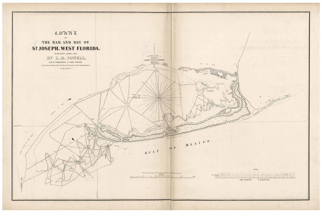 St Joseph Bay West Florida - 1841 Nautical Chart Reprint 1843 Regional ...
