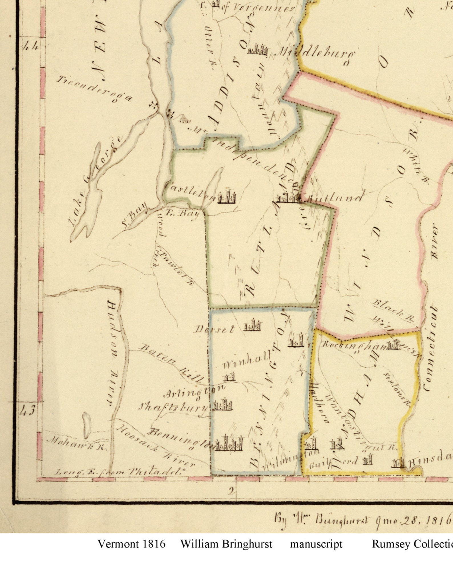 Vermont 1816 State Map Bringhurst Reprint | Etsy