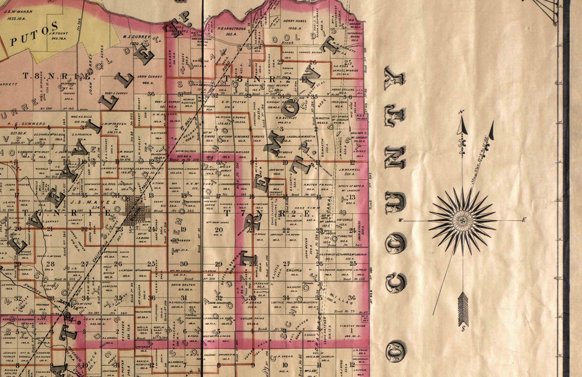 Solano County California 1890 - Old Wall Map Reprint With Landowner ...