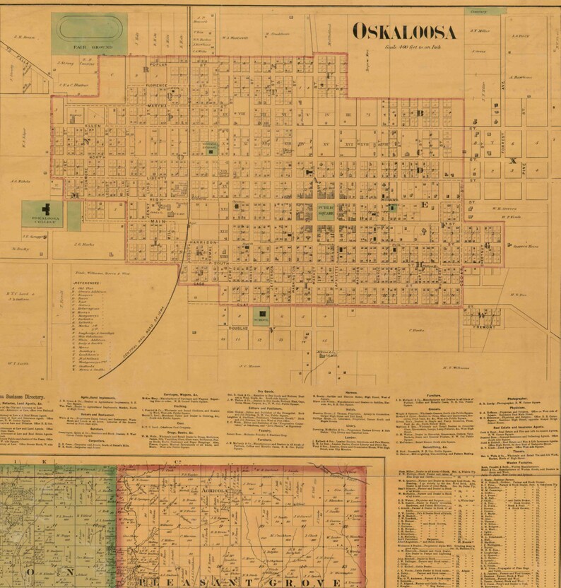 Mahaska County Iowa 1871 Old Wall Map With Landowner Names Farm Lines ...