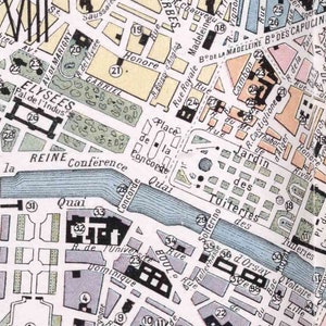 Old Map of Paris 1900 France -- Larousse Atlas -- Detailed Index ...