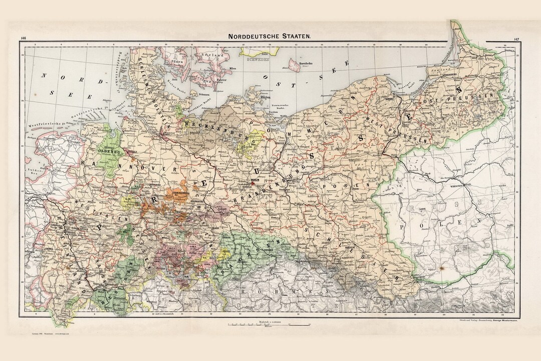 Germany 1892 - Westermann 2 - Old Map - Europe - Etsy