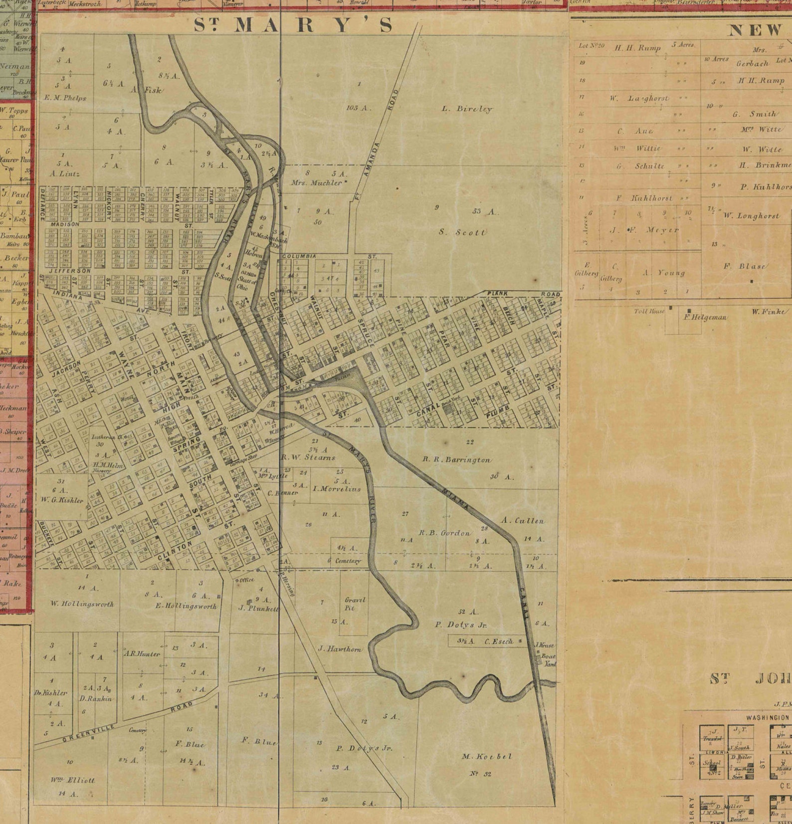 Auglaize County Ohio 1860 - Old Wall Map Reprint With Homeowner Names ...