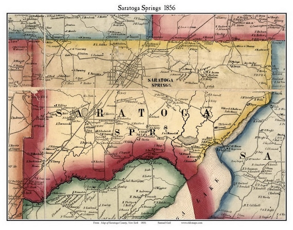 Saratoga Springs 1856 Old Town Map With Homeowner Names New - Etsy