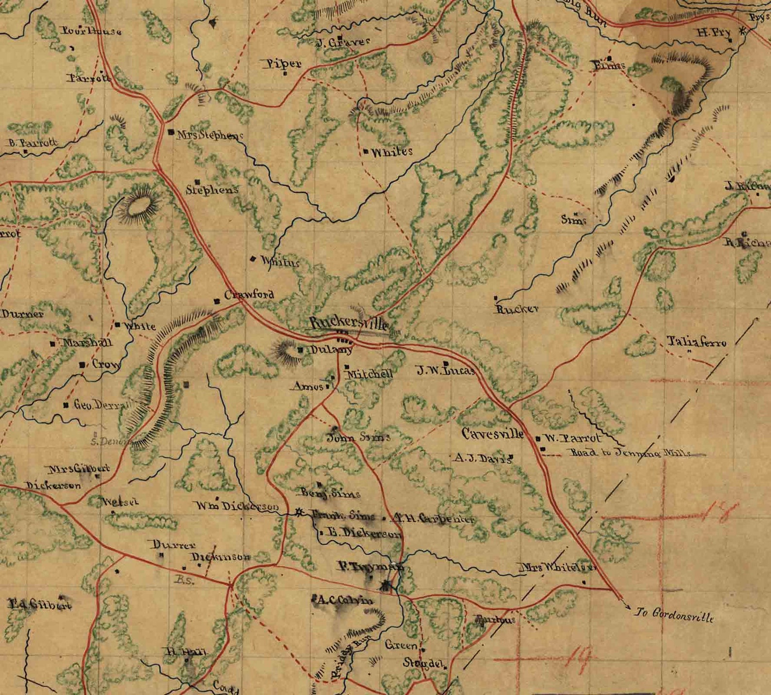 Greene County Virginia Ca 1860 Old Wall Map With Homeowner | Etsy