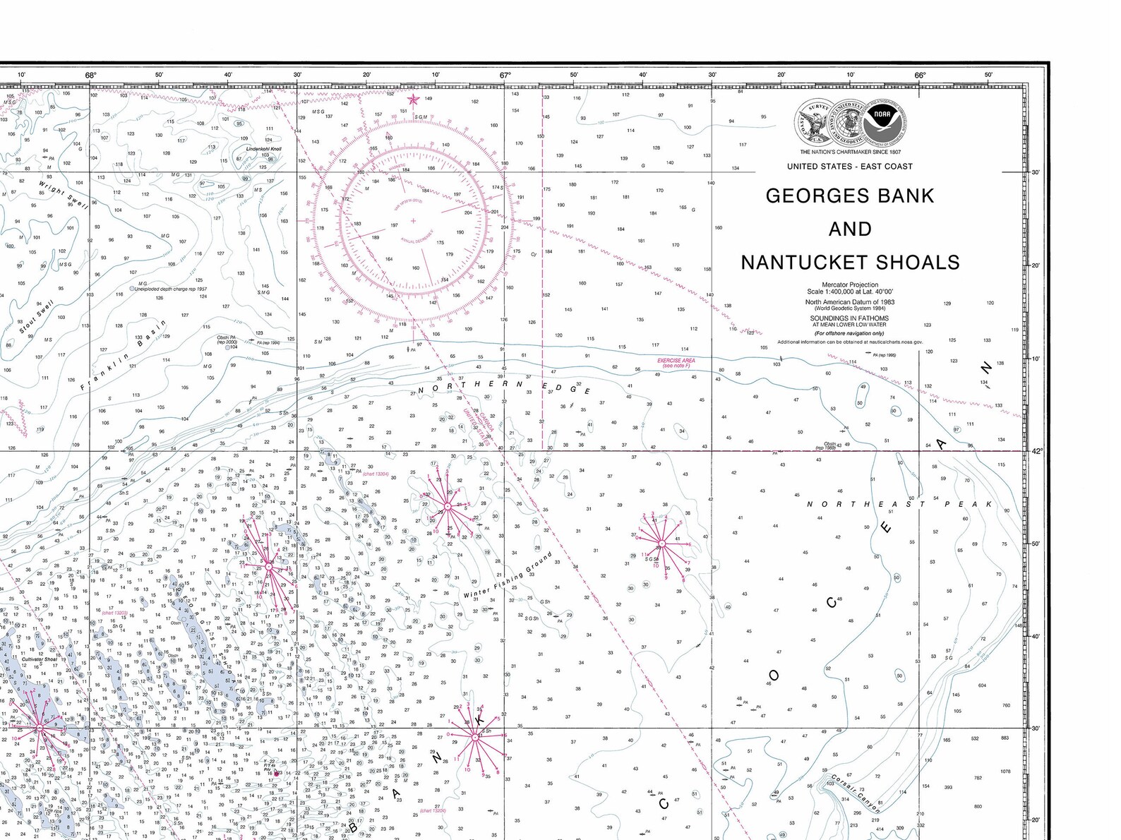 Georges Bank and Nantucket Shoals 2012 Nautical Map Reprint | Etsy