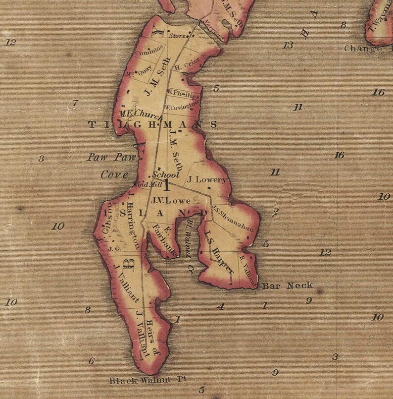 Talbot County, Maryland 1858 by William H. Dilworth - Old Wall Map ...