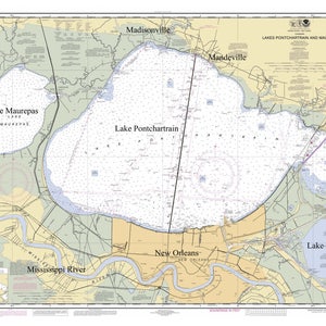 Lakes Pontchartrain & Maurepas New Orleans 2012 Nautical Old Map ...