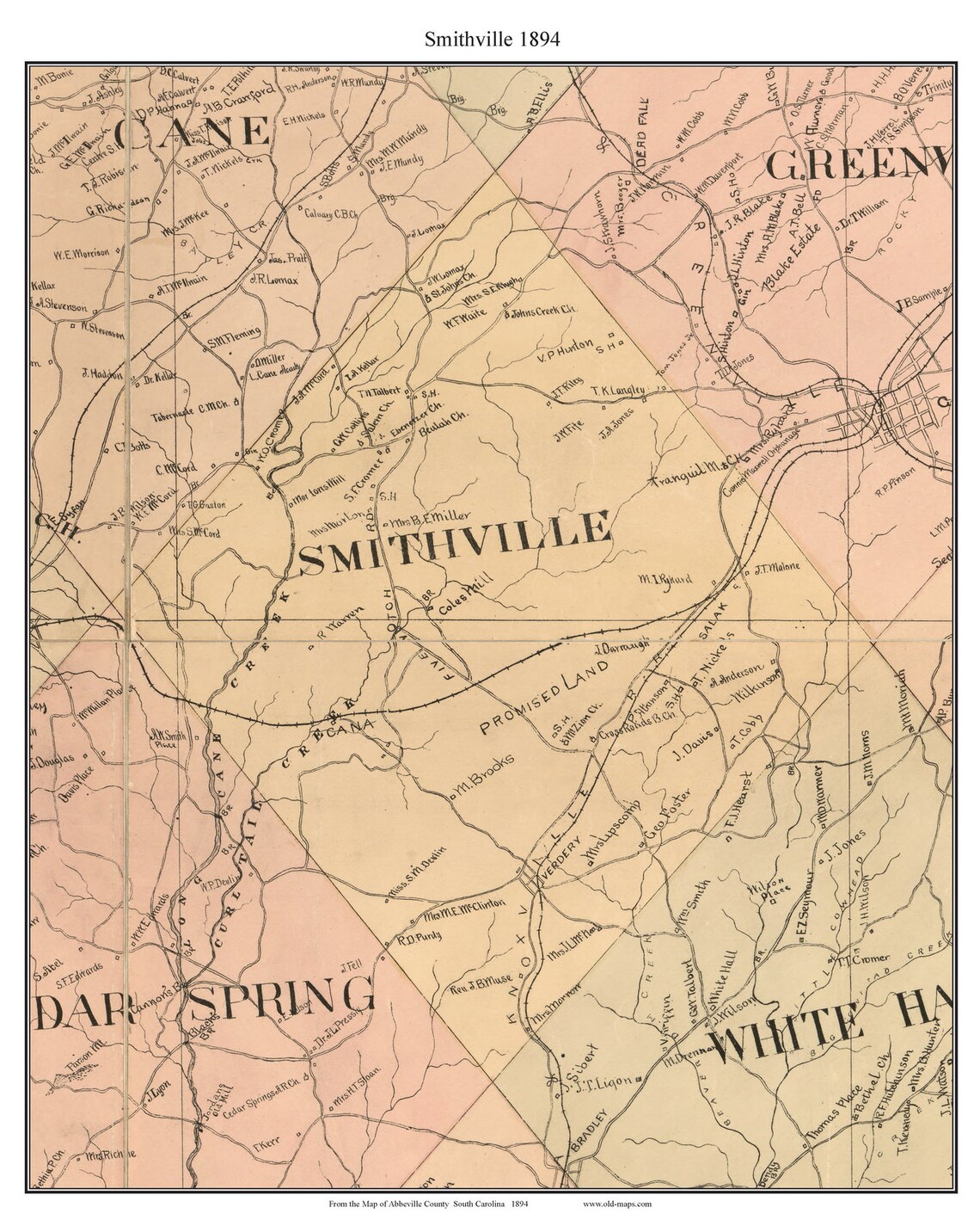 Smithville 1894 Old Town Map With Homeowner Names South - Etsy