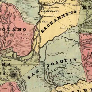 California 1851 Map Mining District Jackson Reprint State - Etsy